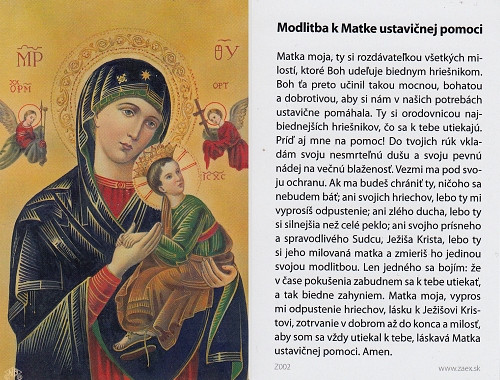 Obrázok lam. (Z002) Modlitba k Matke ustavičnej pomoci | benedetto.sk