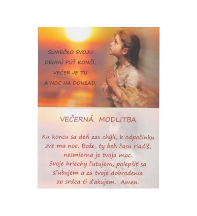 Obrázok s modlitbou (LV80) Večerná modlitba | benedetto.sk