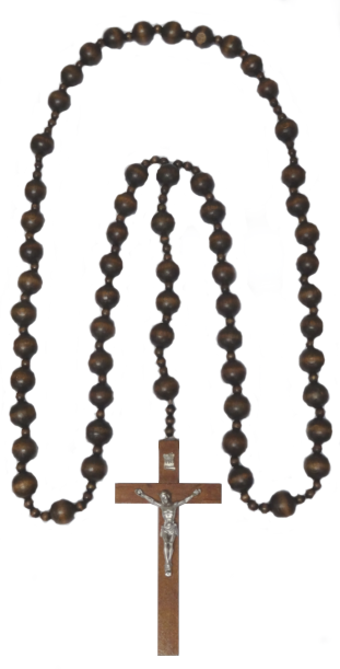 Ruženec dekoratívny (RKZ025) drevo + šnúrka - tm. hnedý | benedetto.sk